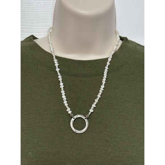 J. Jill | Jewelry | J Jill Iridescent White Stone Circle Pendant ...